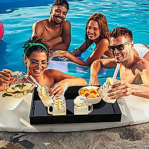 Cilinta Acrylic Serving Trays with Handles, 16"x 12" Rectangle Sturdy Breakfast Trays, Black Decorative Trays Organiser for Bedroom, Kitchen, Living Room, Bathroom, Hospital and Outdoors