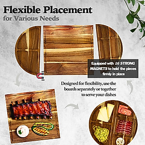 Charcuterie Board Set: 3-in-1 Magnetic Acacia Wood Cheese Board Ensemble - Unique for Mom - House Warming Gifts New Home, Wedding Gifts for Couple, Bridal Shower Gift (Board)