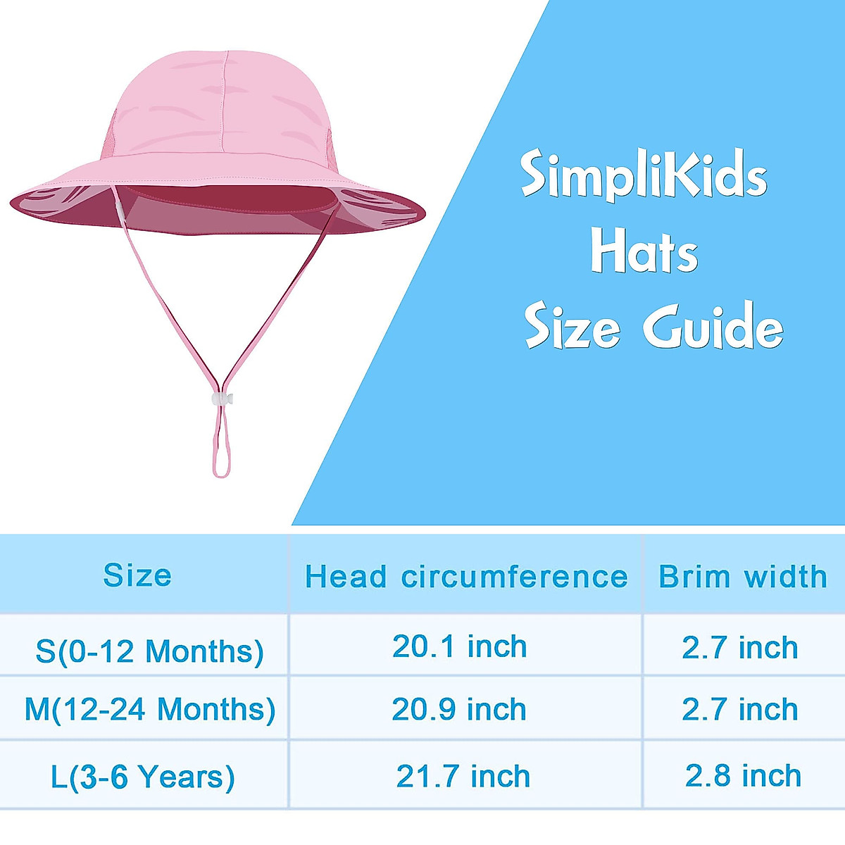 SimpliKids Pink Baby Sun Hat Kids Sun Hats with uv Protection for Girls Toddler Sun Hat Girl Sun Hat for Beach Swim Travel Pink 2-6 Years
