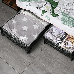 2PC Under Bed Storage Containers with Wheels,Metal Underbed Storage with Handle, Tool-free Assembly Foldable Under Bed Shoe Storage Organizer Bins Drawer for Bedroom Clothes Blankets Shoes ( Color : B