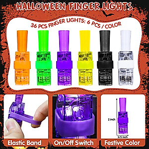 Halloween Party Favors for Kids, 36Pcs LED Light Up Finger Lights Halloween Goodie Bag Pinata Fillers Treats Spooky Glow in The Dark Toys Bulk for Halloween Party Classroom Prizes Trick or Treat Gifts