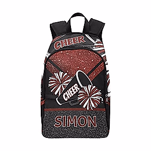 XOZOTY Red Bling Print Cheer Cheerleader Backpack Personalized Name Laptop Bag Travel Daypack for Kids Adult