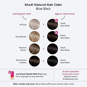 khadi BLUE BLACK (Indigo) Natural Hair Color Plant based hair dye for mysterious deep black to shimmering blue-black, 100% herbal, vegan, PPD & chemical free, natural cosmetic for healthy hair 3.5oz