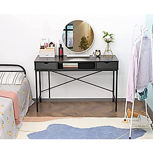 JJS 48' Writing Desk with Drawers, Contemporary Home Office Large Computer Laptop Workstation with Storage, Black