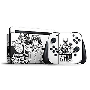 Skinit Decal Gaming Skin compatible with Nintendo Switch Bundle - Officially Licensed Funimation All Might and Deku Black and White Design
