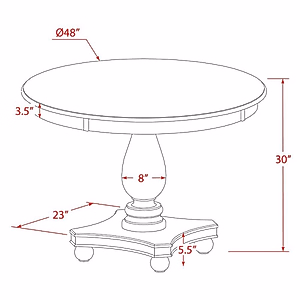 East West Furniture FE2-0N-TP Ferris Modern Dining Table - a Round Kitchen Table Top with Pedestal Base, 48x48 Inch, Sandblasting Antique Walnut