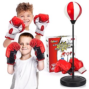 ShyLizard Punching Bag for Kids Included 2 Pack Boxing Gloves, Boxing Toys for Boys, Boxing Bag Sets with Height Adjustable Stand, Gifts for Boys & Girls Age 5,6,7,8,9,10 Years Old