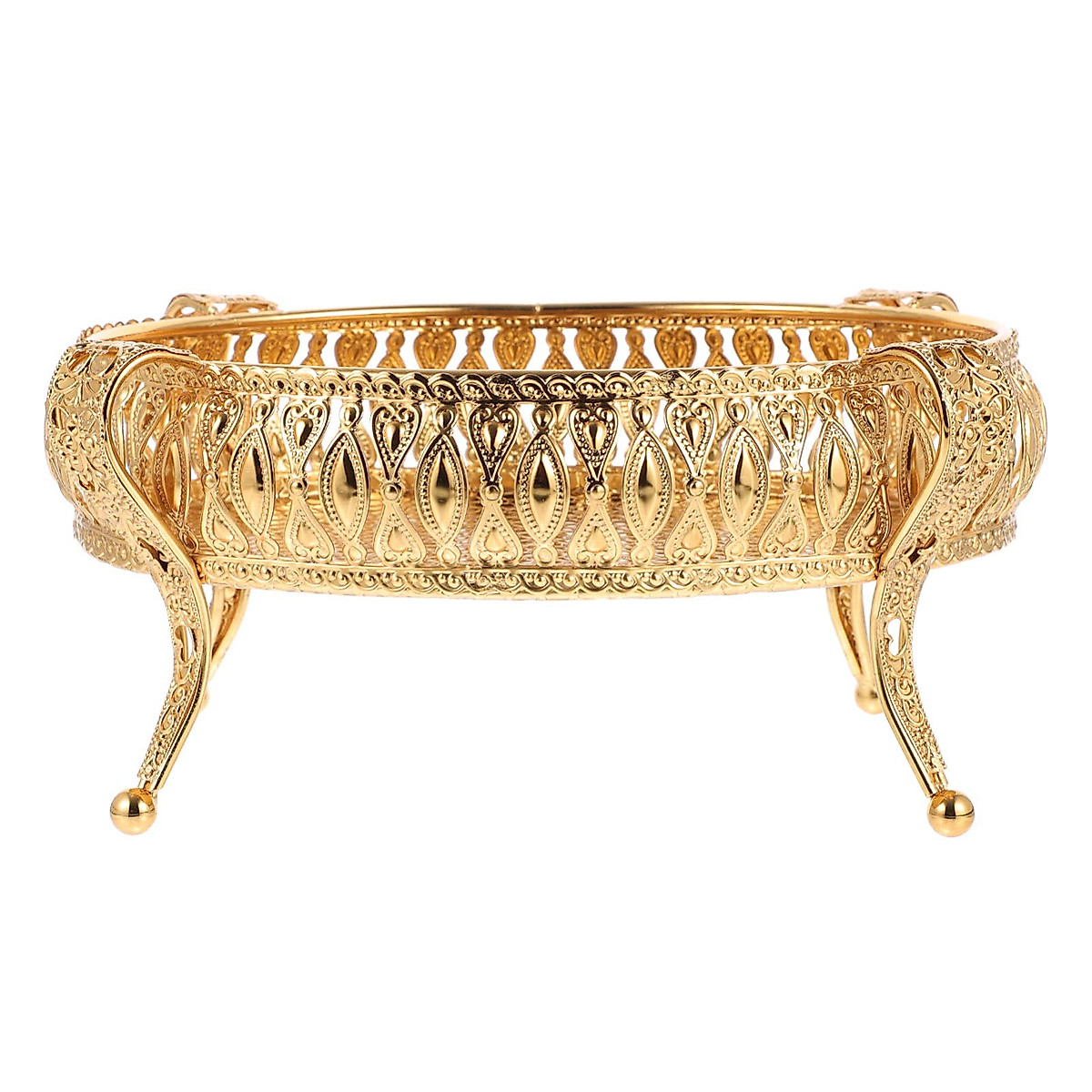 Cabilock 3 Pcs Metal Fruit Plate Offering Plate Fruit Basket Holder Serving Dishes Offering Bowl Snack Serving Tray Cookie Storage Bowl Dry Fruits Biscuit Gold Plated Iron Dried Fruit Plate