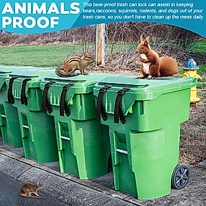 Kakalote 2pcs Trash Can Lid Lock Garbage Strap for Animals, Universal Trash Can Lock, Adjustable Outdoor Bear Proof Trash Can Strap for Various Trash Bins
