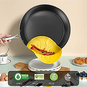 COOKER KING Nonstick Fry Pan With Lid, 11inch Deep Frying Pans Nonstick, Non-Toxic PFOA & PFOS Free, Stay-Cool Handle | Induction Compatible