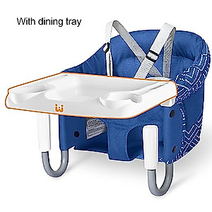 MTWML Hook On High Chair with Tray,Portable Baby High Chair That Attaches to Table,Clip On Fast Table High Chair for Babies and Toddlers.Baby Feeding Seat for Dining Table and Counter to Travel(Blue)