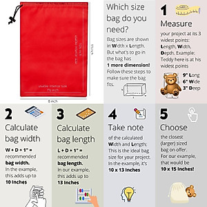 Drawstring Bag - Nylon Cinch and Ditty Stuff Pouch with Toggle (8 x 11-12 pack, Red)