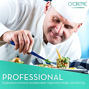 O'Creme Curved Tweezers 6.25 Inch Fine-Point Stainless Steel, Blue