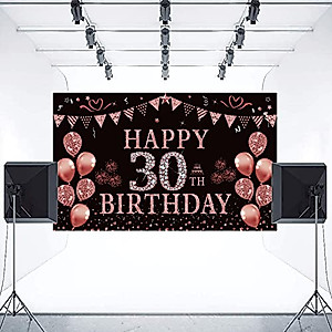 Trgowaul Rose Gold 30th Birthday Backdrop 30 Year Old Birthday Decorations for Women 5.9 X 3.6 Fts Happy Birthday Party Suppiles Photography Supplies Background Happy 30th Birthday Banner