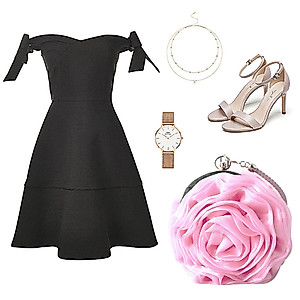 Mily Womens Satin Evening Bag Flower Shaped Wristlet (A-Pink)