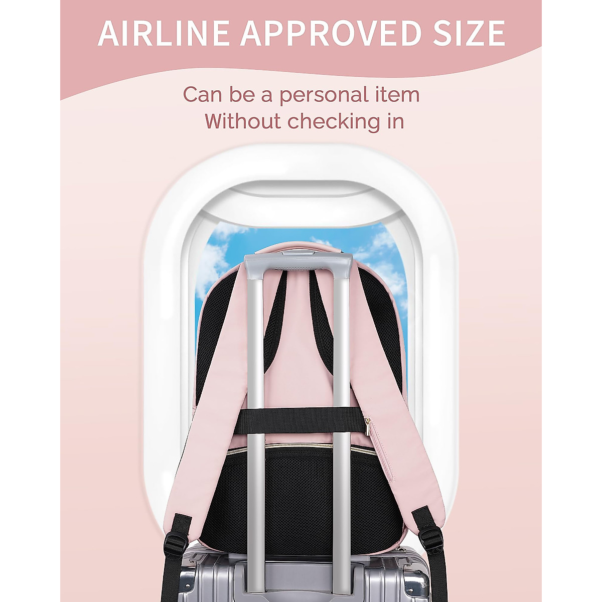 MATEIN 17 Inch Laptop Backpack for Women, Pink Travel Backpack Personal Item Size TSA Airline Approved with Luggage Strap & USB Charging Port, Water Resistant Extra Large Computer Bag for Nurse Work