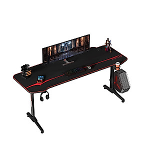 JUMMICO L Shaped Gaming Desk, 51 Inch Pc Corner Table, Computer Corner Desk with Monitor Stand for Home Office Sturdy Writing Workstation (Large, Red)