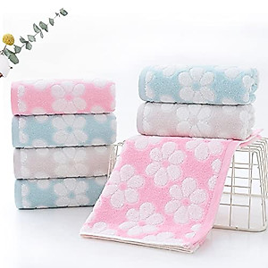 Pidada Hand Towels Set of 2 Floral Pattern 100% Cotton Soft Absorbent Decorative Towel for Bathroom 13.4 x 29.1 Inch (Light Grey)