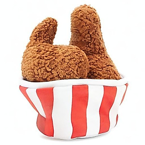 Barkbox 2 in 1 Interactive Plush Dog Toy - Rip and Reveal Toy for Dogs and Puppies - Stimulating Squeaky Pet Toys | Bucket o' Fried Licken