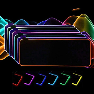 Blue Hexagon Geometric Pattern RGB LED Gaming Mouse Pad - Large Pad RGB Gaming Mat with Easy to Clean Waterproof Surface - Anti-Slip Rubber Base 11.81"x23.62"