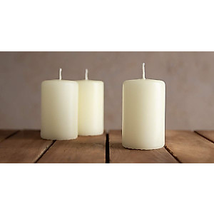 PAPSTAR Unscented White Small Pillar Candles Set of 10 | Dripless and Smokeless Household Dinner, Party Candles | European Made Premium Quality 10h Burning Time | 1.5x3.5 Inch