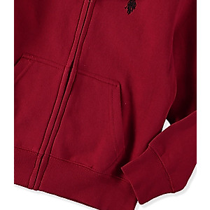U.S. Polo Assn. Boys' Hooded Zip Fleece Jacket, New Red, 14/16