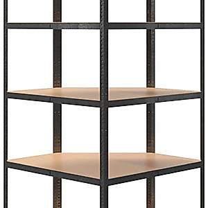vidaXL 5-Layer Heavy-Duty Corner Shelf Home Indoor Warehouse Workshop Storage Shelf Industrial Shelving Rack Unit Gray Steel and Engineered Wood