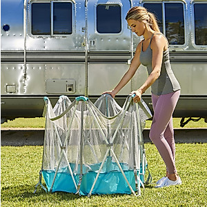 Regalo My Portable Play Yard Deluxe with Removable Pad, Indoor and Outdoor, Bonus Kit, Aqua, 6-Panel