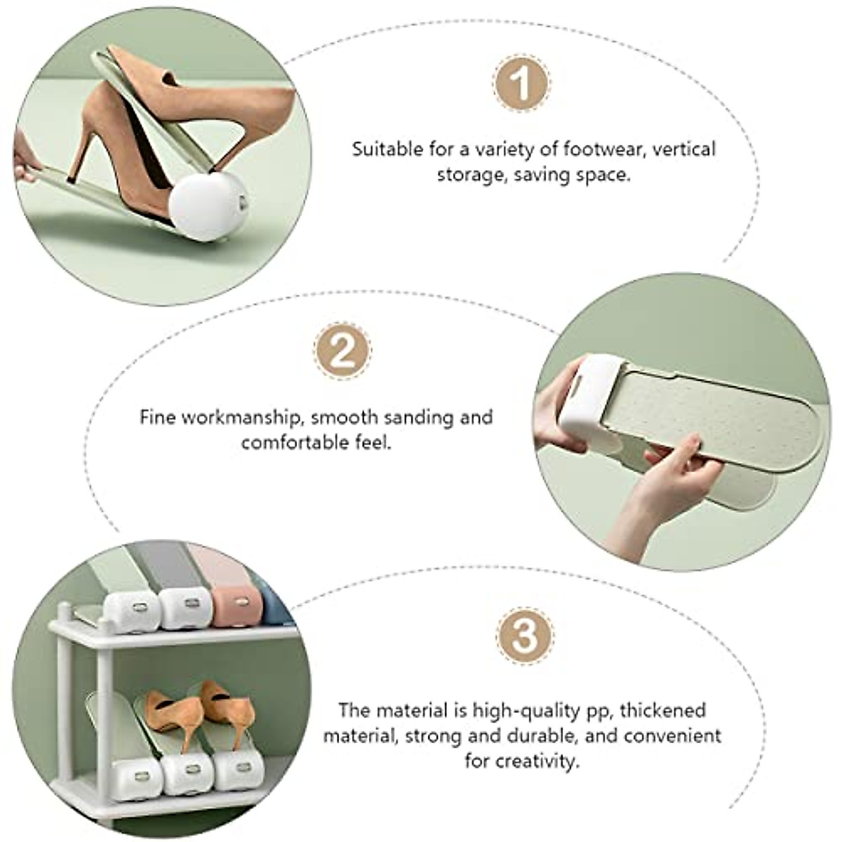 Veemoon Home Space Clo Shoes Non- Storage Sneakers Organization Holder Chic Layer Stackable Two- Deck Organizer Adjustable Shelf Slots Slipper Non-Skid Racks Stacker Saver for Shoe Stacker