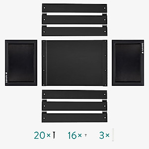 Navaris Wood Record Crate - Vinyl Album Storage Holder Box Wooden Case with Chalkboard Sign Board - Holds up to 80 LP Records - Black