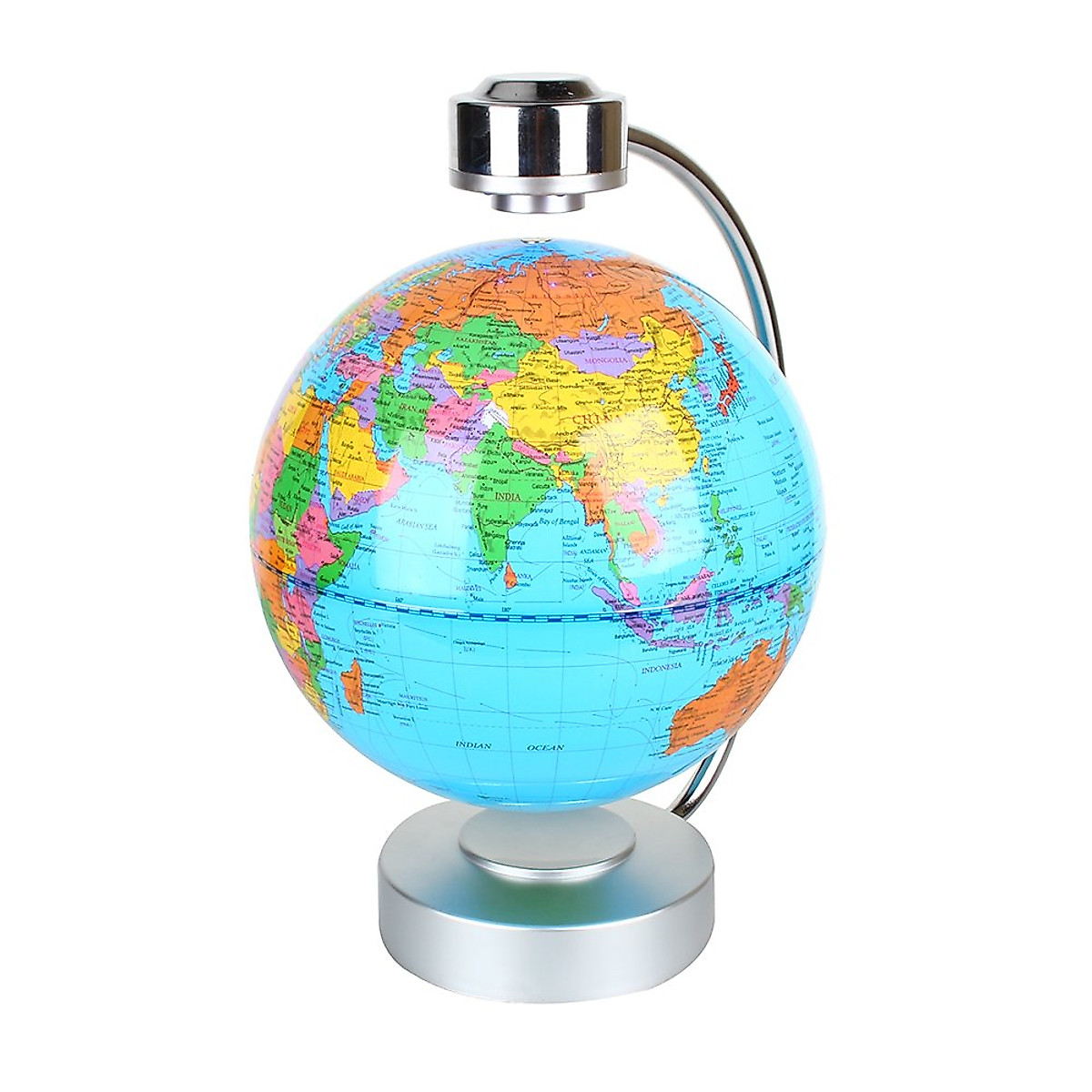 Floating Globe, Office Desk Display Magnetic Levitating and Rotating Planet Earth Globe Ball with World Map, Cool and Educational Gift Idea for Him - 8" Ball with Levitation Stand (Blue)