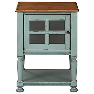 Signature Design by Ashley Mirimyn Farmhouse Accent Cabinet End Table, Teal & Brown