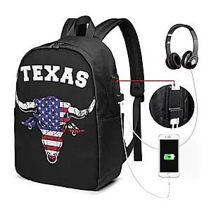 VNCXCNCN I Love TEXAS Laptop Backpack Classic Backpack Music Elements Travel Backpack Sports Backpack With USB port