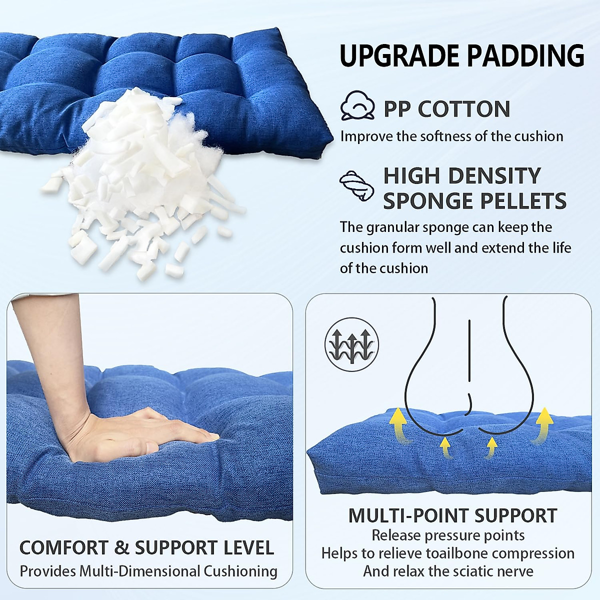 Lsjoaw Outdoor Bench Cushion 33X14X2.36in Garden Bench Seat Cushion Patio Furniture Cushions Non Slip Tufted with Two Straps for Dining Swing Loveseat Indoor Bench Seat Pads,Color#40