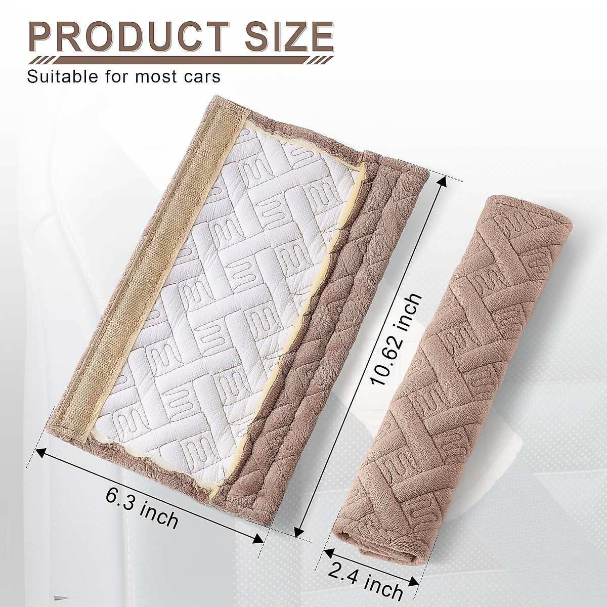 JUSTTOP 2-Pack Universal Car Seat Belt Pads Cover for A More Comfortable Driving, Seat Belt Shoulder Strap Covers Harness Pad for Car Interior Accessories(Khaki)