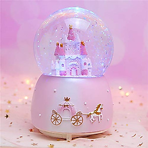 Musical Castle Snow Globes Gift Glittering Snow House Music Boxes Automatic Snowfall Rotating Crystal Balls with Color Changing LED Lights for Girls Women Christmas Birthday