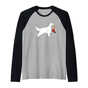 Irish Setter Christmas Stocking Stuffer Dog Raglan Baseball Tee