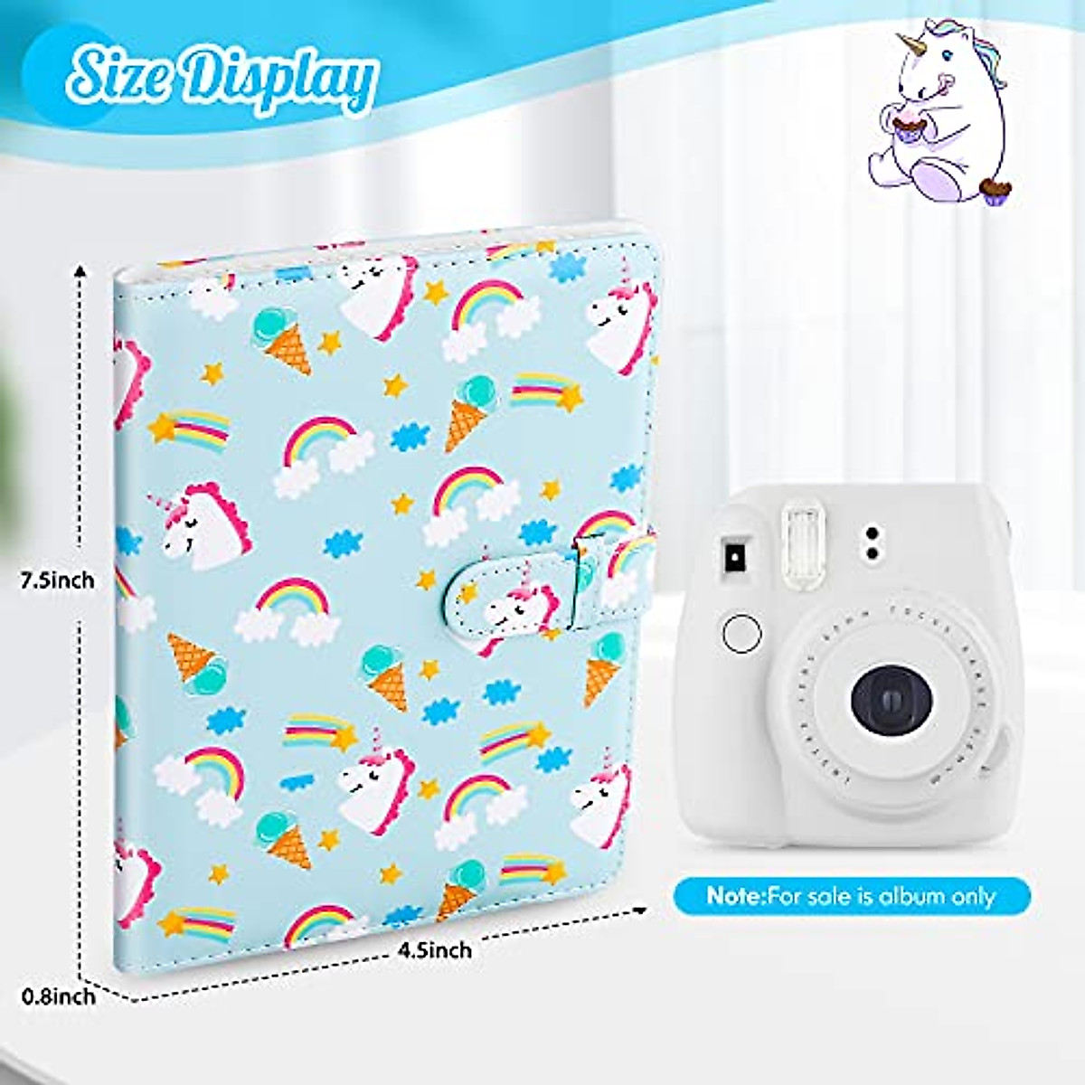 Ablus 128 Pockets Mini Photo Album for Fujifilm Instax Mini Camera, Polaroid Snap, Z2300, SocialMatic Instant Cameras & Zip Instant Printer (Unicorn)