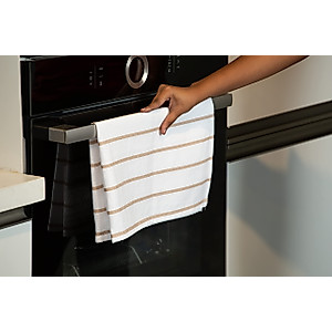 LANE LINEN Kitchen Towels Set - Pack of 6 Cotton Dish Towels for Drying Dishes, 18”x 28”, Kitchen Hand Towels, Tea Towels, Premium Dish Towels for Kitchen, Quick Drying Kitchen Towel Set - Beige
