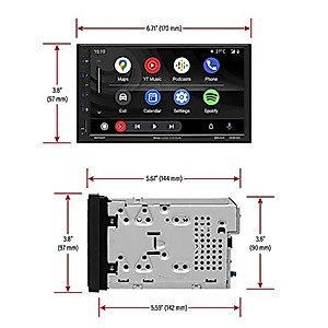 BOSS Audio Systems Elite BE7ACP-C Car Multimedia Player with Apple CarPlay Android Auto - 7 Inch Capacitive Touchscreen, Double Din, Bluetooth, No CD/DVD, USB, SD, AV In, AM/FM, Backup Camera Included