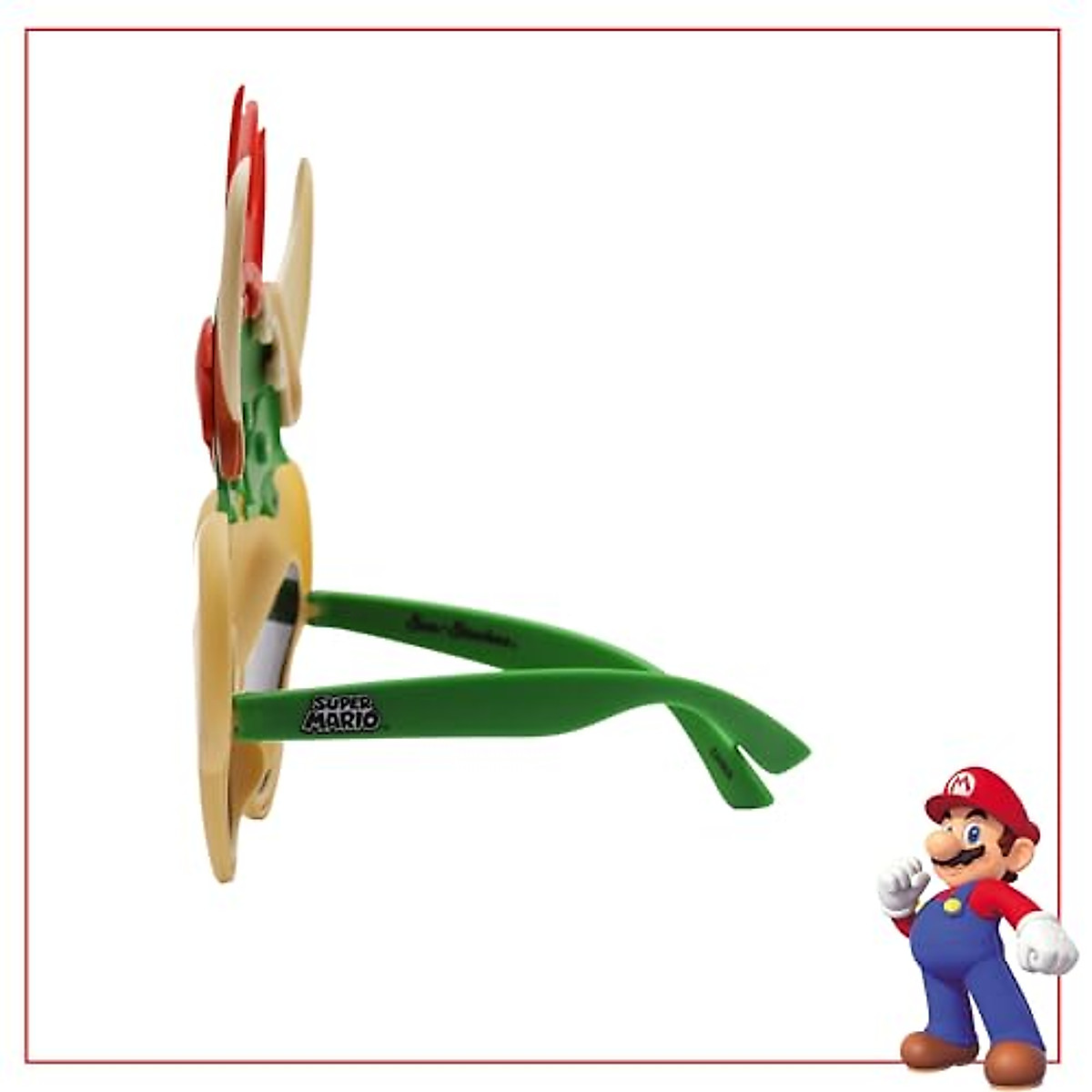 Sun-Staches Nintendo Bowser Sunglasses Costume Accessory UV 400 Lenses with Teeth and Signature Green Mask One Size Fits Most