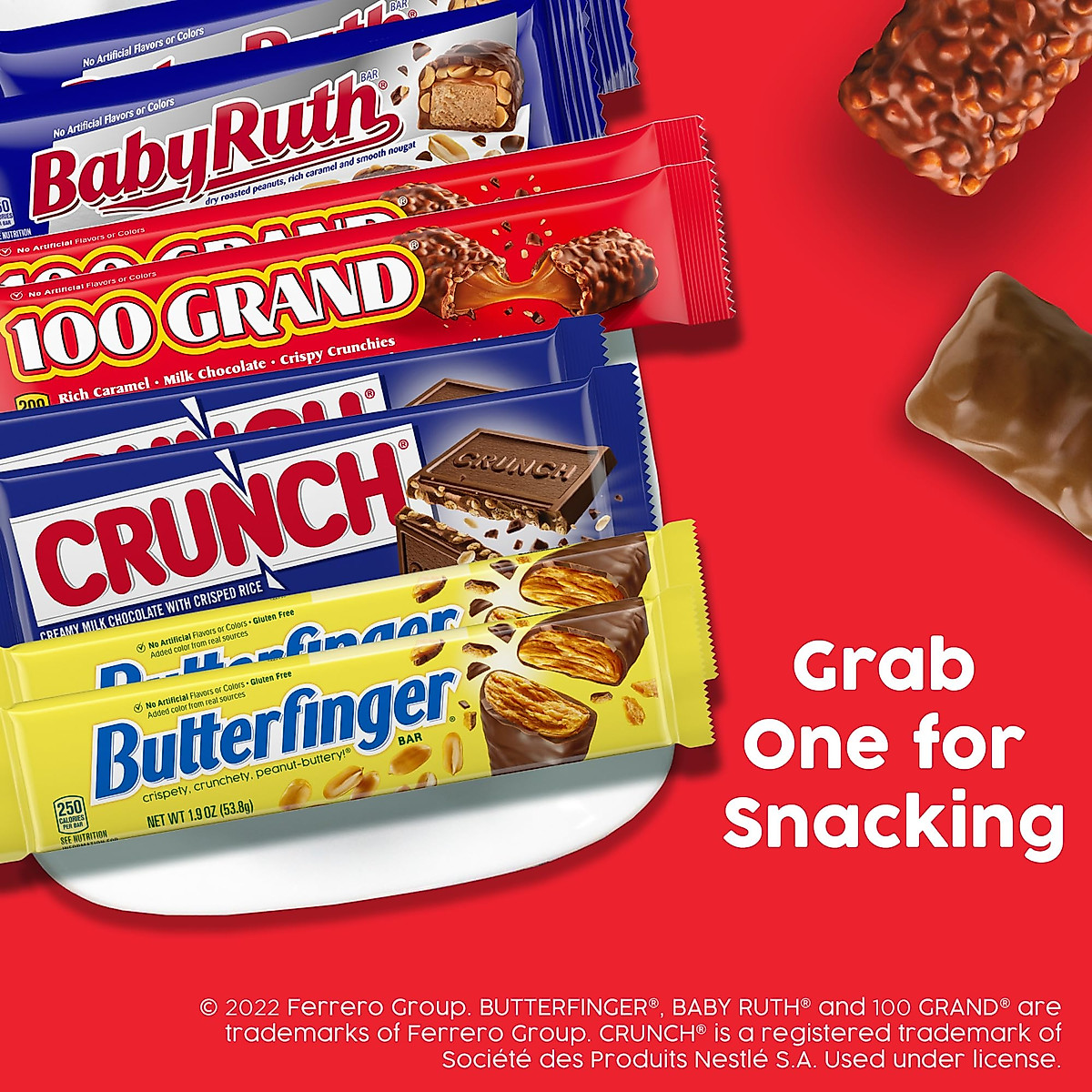 Butterfinger, CRUNCH, Baby Ruth and 100 Grand, Bulk 28 Pack, Assorted Full Size Chocolate Candy Bars, 48 oz