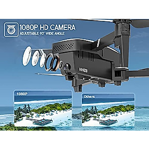 NEHEME NH760 Drones with 1080P HD Camera for Adults, WIFI FPV Live Video, Foldable Drones for Kids Beginners, Headless Mode, Altitude Hold, RC Quadcopter Toys Gifts with Speed Adjustment, 3D Flips