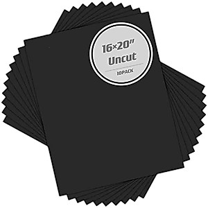 skyDrama 10-Pack Uncut Acid-Free Picture Mat Boards - 16x20 - Black - for Photography, Art & Craft
