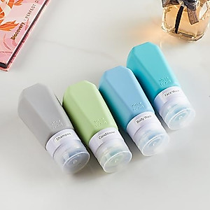 INSFIT Travel Bottles for Toiletries, TSA Approved 3oz Portable Travel Bottles, BPA Free Leak Proof Travel Size Containers Refillable Travel Accessories for Shampoo Conditioner with Labels