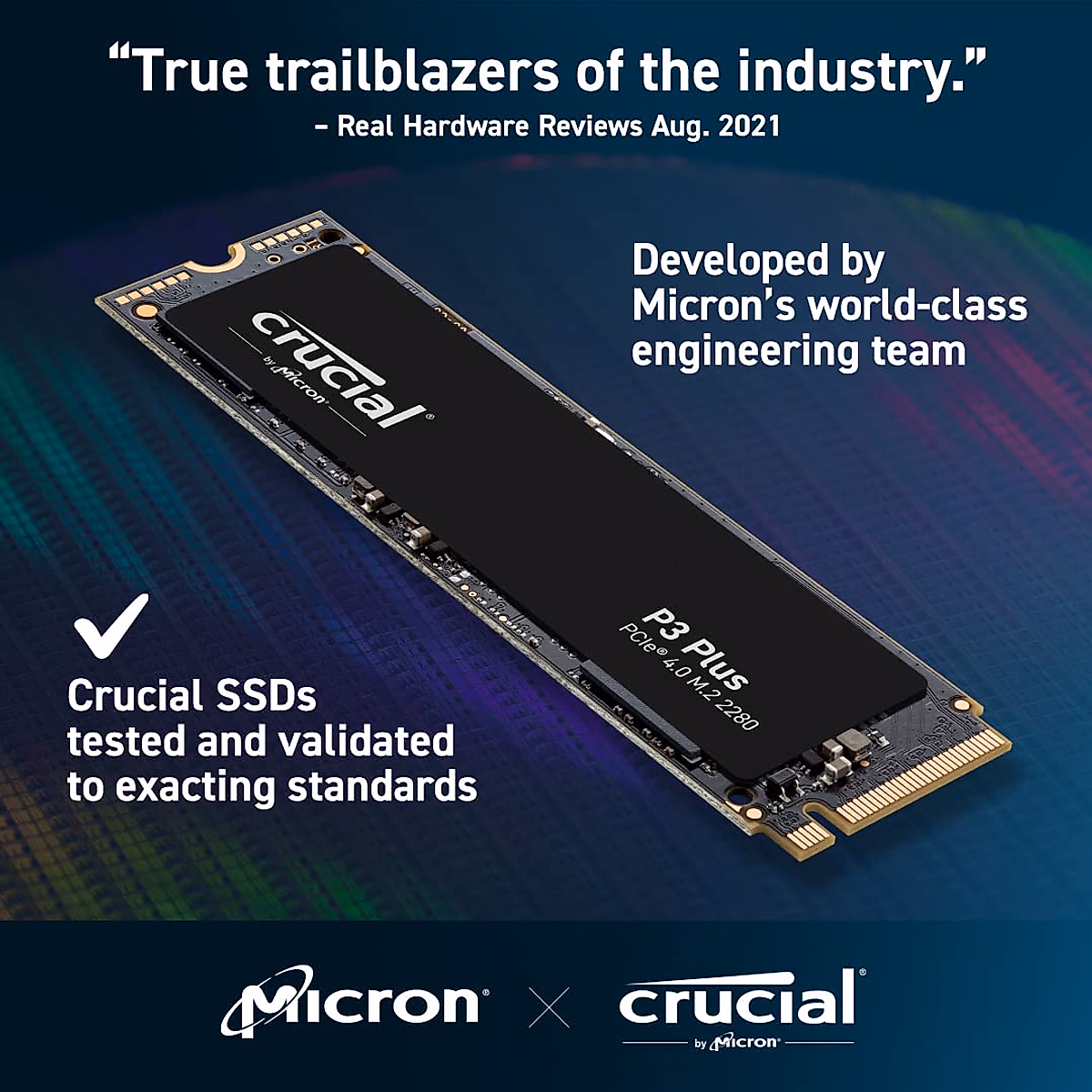 Crucial P3 Plus 1TB PCIe Gen4 3D NAND NVMe M.2 SSD, up to 5000MB/s - CT1000P3PSSD8