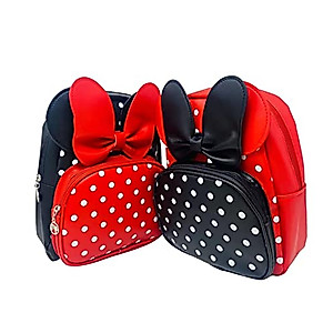 Children Girls Backpacks Mouse Ears Bows Spots Cute School Bags Going to School Travel Shopping Outings Decoration Children's Gift (black)