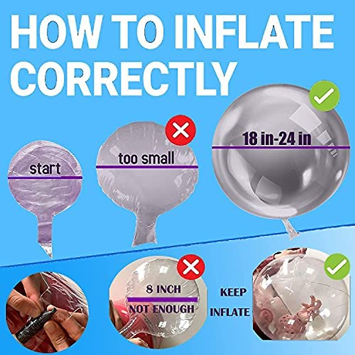 Led Balloons Light up Balloons Clear Bobo Balloons Transparent Light Balloons for Party, Birthday, Anniversary, Wedding (Purple, with battery)