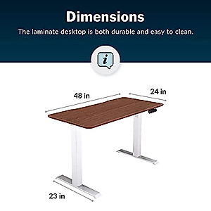 Vari Essential Electric Standing Desk 48" x 24" (VariDesk) - Electric Height Adjustable Desk - Home or Office Standing Desk - Sturdy Adjustable Standing Desk - Split Top Sit Stand Desk - Hazel Wood
