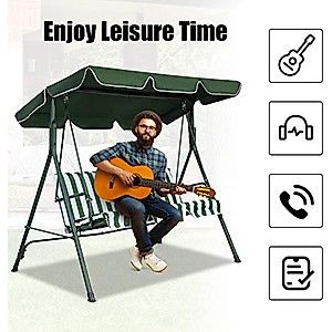 Casart Outdoor Swing Canopy Replacement 75 Inch x 52 Inch, Water-Resistant Porch Swing Cover for Garden, Patio, Yard, Green